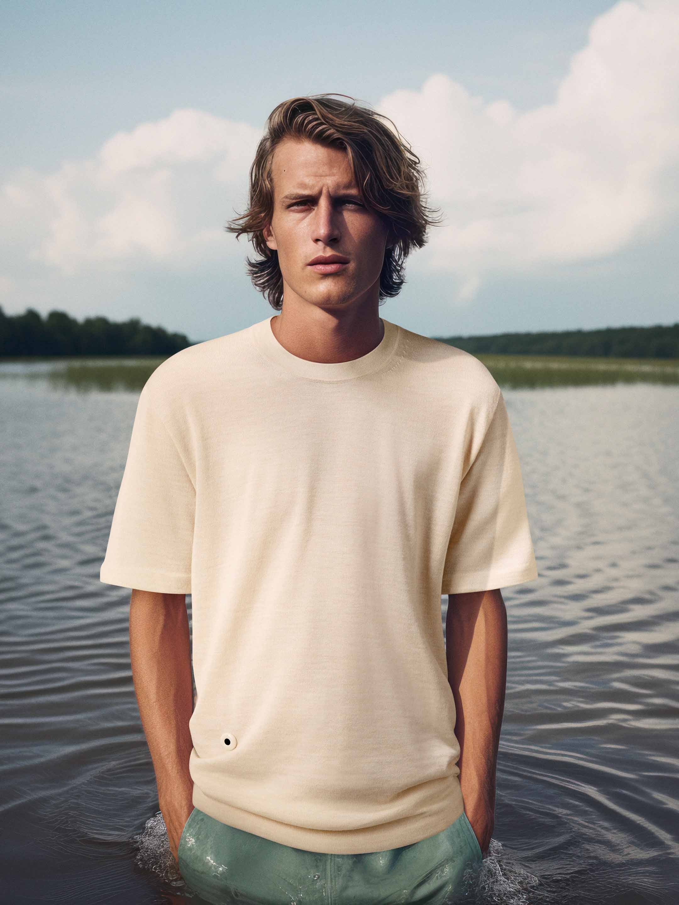 Almond White Merino Wool Ultra-Light T-Shirt - Men's/Women's - Sheep Inc